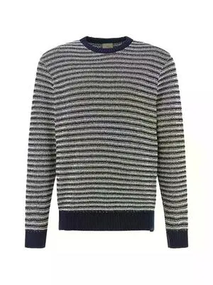 Paul & Shark Bouclé Striped Crew Neck Jumper
