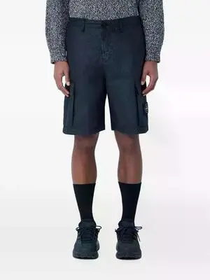 Stone Island Organic-look Nylon Panama Tc Cargo Bermuda Shorts - Black