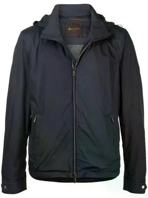 MOORER Hooded Zip-front Jacket - Blue