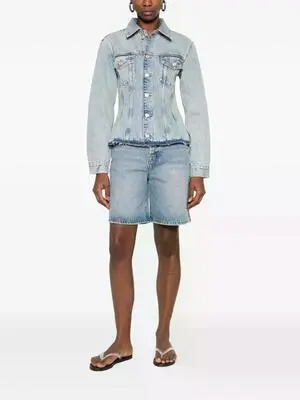 7 For All Mankind Trucker Button Frayed Jacket