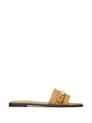 Tory Burch Romy Leather Button Strap Slide - Neutrals