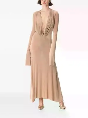 MANURI Suki Maxi Dress With Gathered Detailing - Neutrals
