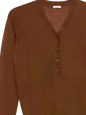 JOSEPH Gillies Button-up V-neck Sweater - Brown