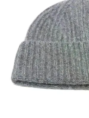 LISA YANG Ribbed Knit Beanie Hat - Grey