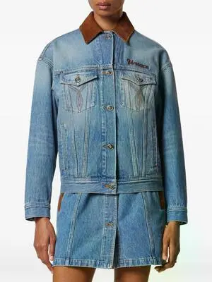Versace Buttoned Collar Denim Jacket