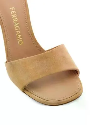 FERRAGAMO Suede Open Toe High Heel Sandals
