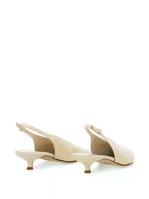 AeydĒ Camilla Pointed Slingback Pumps - Neutrals