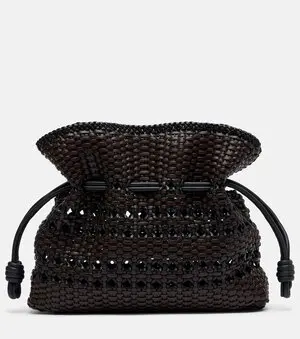 Loewe Flamenco Medium Woven Leather Clutch - Brown