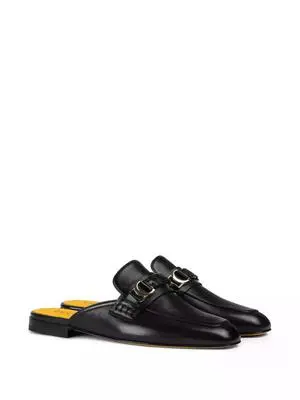 DOUCAL'S Metal Detail Leather Mules - Black