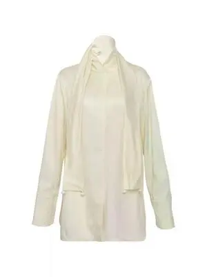 JIL SANDER Draped Blouse With Cuffed Sleeves - Neutrals