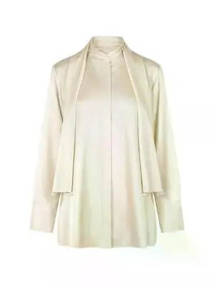 JIL SANDER Draped Blouse With Cuffed Sleeves - Neutrals