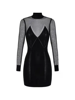 Elisabetta Franchi High-neck Long-sleeve Mini Dress - Black