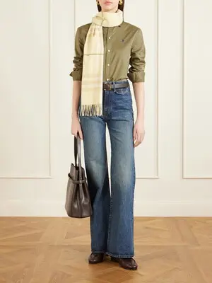 Burberry Fringed Checked Cashmere Scarf - Yellow