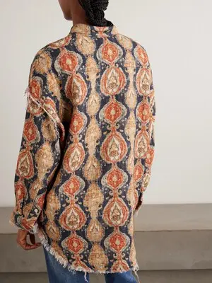R13 Frayed Printed Cotton Shirt