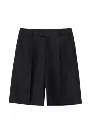 DUNST Pleated Bermuda Shorts - Black