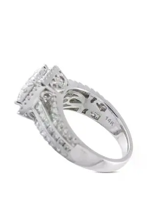 LB EXCLUSIVE 1.30 Carat Diamond Halo Ring In 14k White Gold