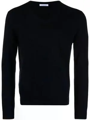 Malo Fine-knit Cashmere V-neck Jumper - Blue