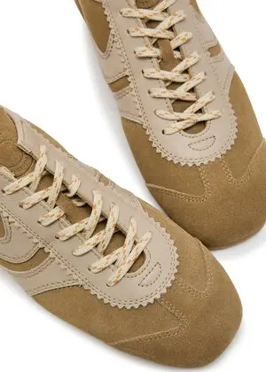 Dries Van Noten Dustin Panelled Suede Sneakers - Beige