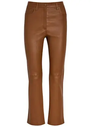 JOSEPH Duke Straight-leg Leather Trousers - Rust