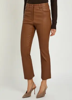 JOSEPH Duke Straight-leg Leather Trousers - Rust
