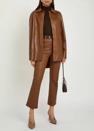 JOSEPH Duke Straight-leg Leather Trousers - Rust