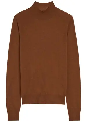 JOSEPH Mock-neck Cashmere Top - Rust