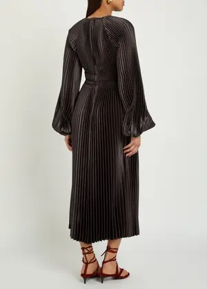 JOSEPH Ortiz Pleated Satin Midi Dress