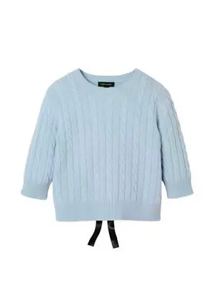 Marc Jacobs Open Back Cable Knit Bow Sweater - Blue