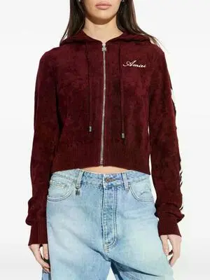 Amiri Logo Embroidered Zip-up Hoodie - Red
