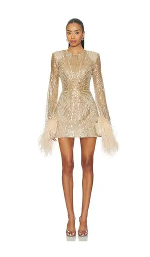 BRONX BANCO Sequin Embellished Mini Dress - Metallic Gold