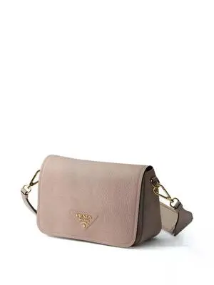 Prada Leather Shoulder Bag With Detachable Straps - Neutrals