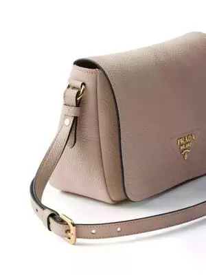 Prada Leather Shoulder Bag With Detachable Straps - Neutrals