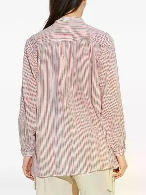 MARANT ETOILE Saocha Striped Band Collar Shirt - Red