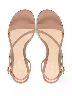 GIANVITO ROSSI Beige Leather Block Heel Sandals - Neutrals