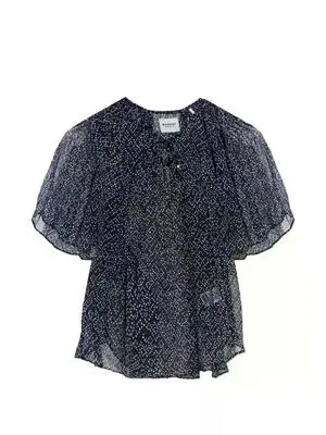 MARANT ETOILE Ruffled Printed Top - Blue