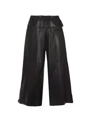 10 CORSO COMO Leather Wide-leg Trousers - Black