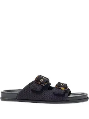 ERES Textured Buckle Strap Slides - Black