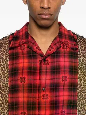 Amiri Spliced Ma Quad Patchwork Shirt - Red