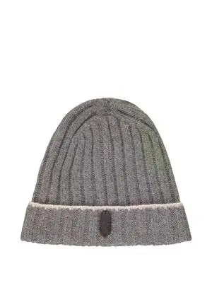 MOORER Ribbed Knitted Beanie - Grey