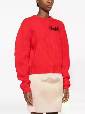 Chloé Ribbed Knit Logo Sweater