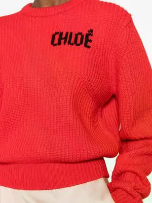 Chloé Ribbed Knit Logo Sweater