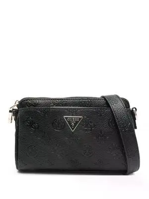 Guess Logo-embossed Shoulder Bag With Detachable Strap - Black
