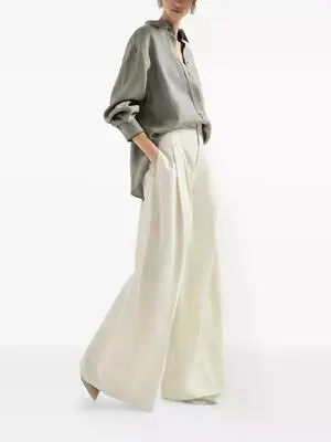 Brunello Cucinelli Wide Leg Zip Palazzo Trousers