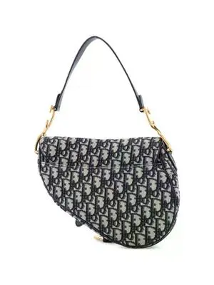 Dior Saddle Oblique Canvas Medium Shoulder Bag - Blue