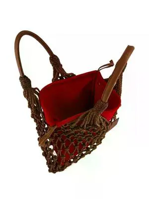 PAULA Medium Macramé Tote Bag - Red