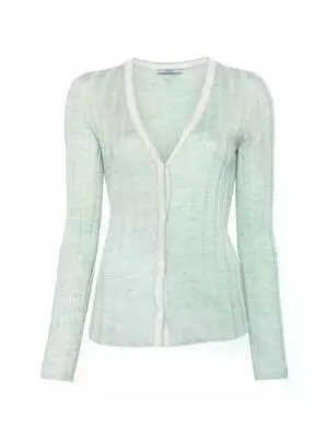 Prada Ribbed Knit V-neck Cardigan - Green