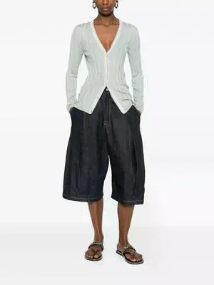 Prada Ribbed Knit V-neck Cardigan