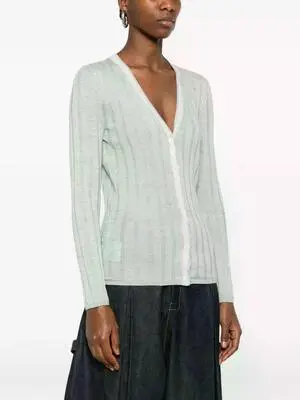 Prada Ribbed Knit V-neck Cardigan