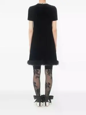 Valentino Garavani Mini Feather Trimmed Embroidered Bow Dress