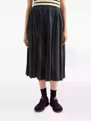 JIL SANDER Pleated Denim Straight Skirt